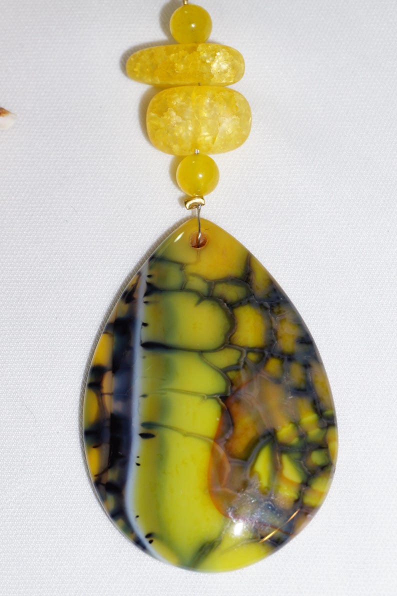 Yellow/black Dragon Vein Agate, Ceiling Fan Pull, Indoor or Outdoor ...
