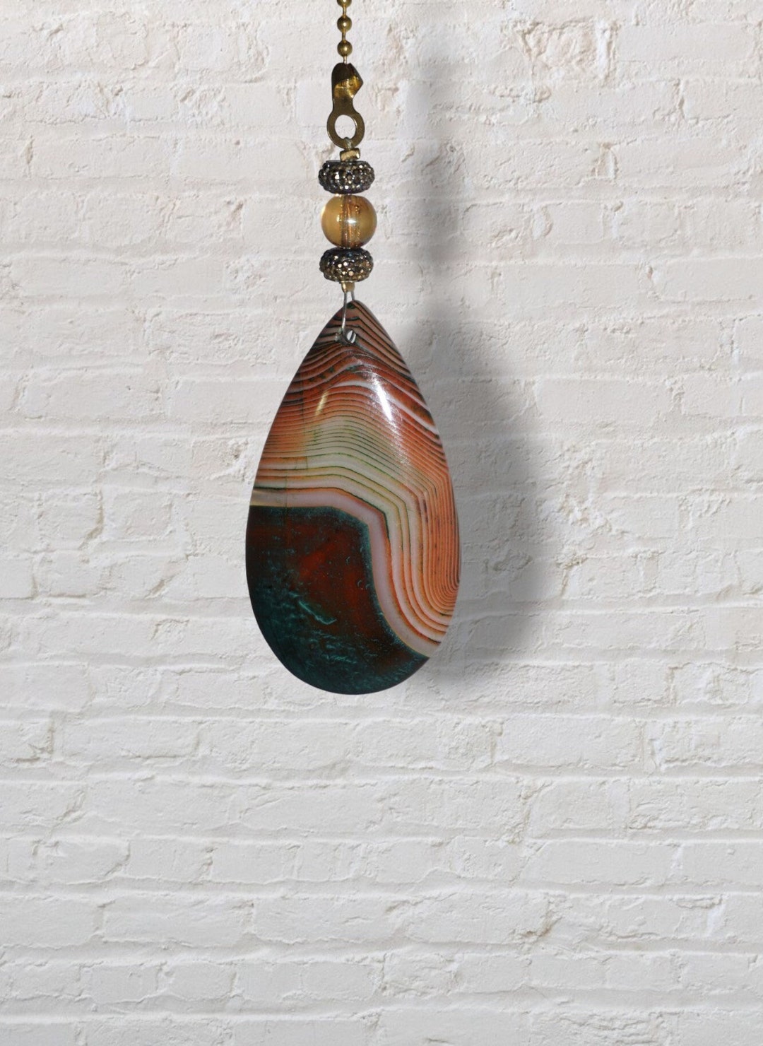 Brown Teardrop Agate, Ceiling Fan Pull, Stone Light Pull, Brown Decor ...