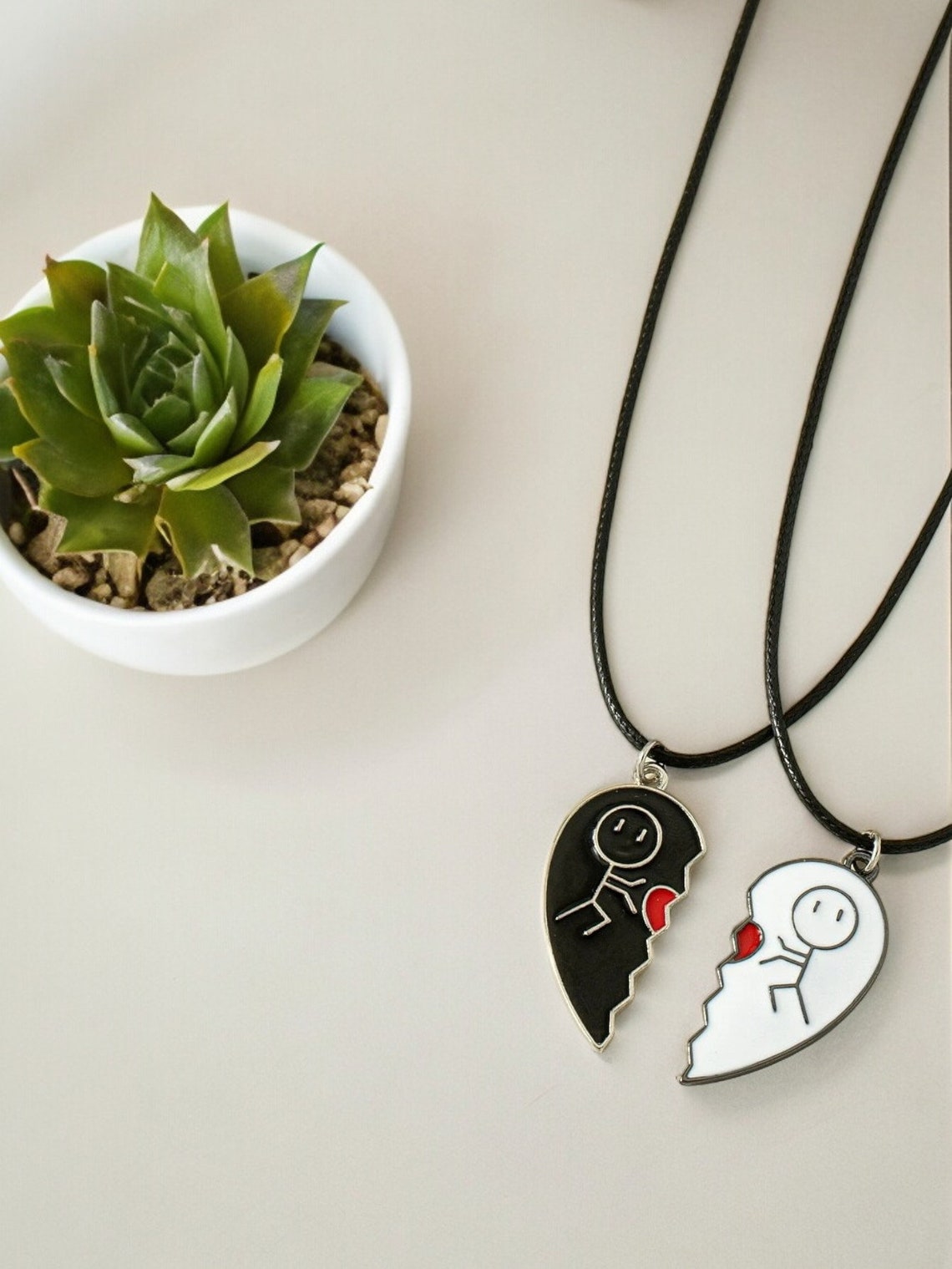 Handmade Cute Funny Couple Matching Necklace Lovers Necklace ...