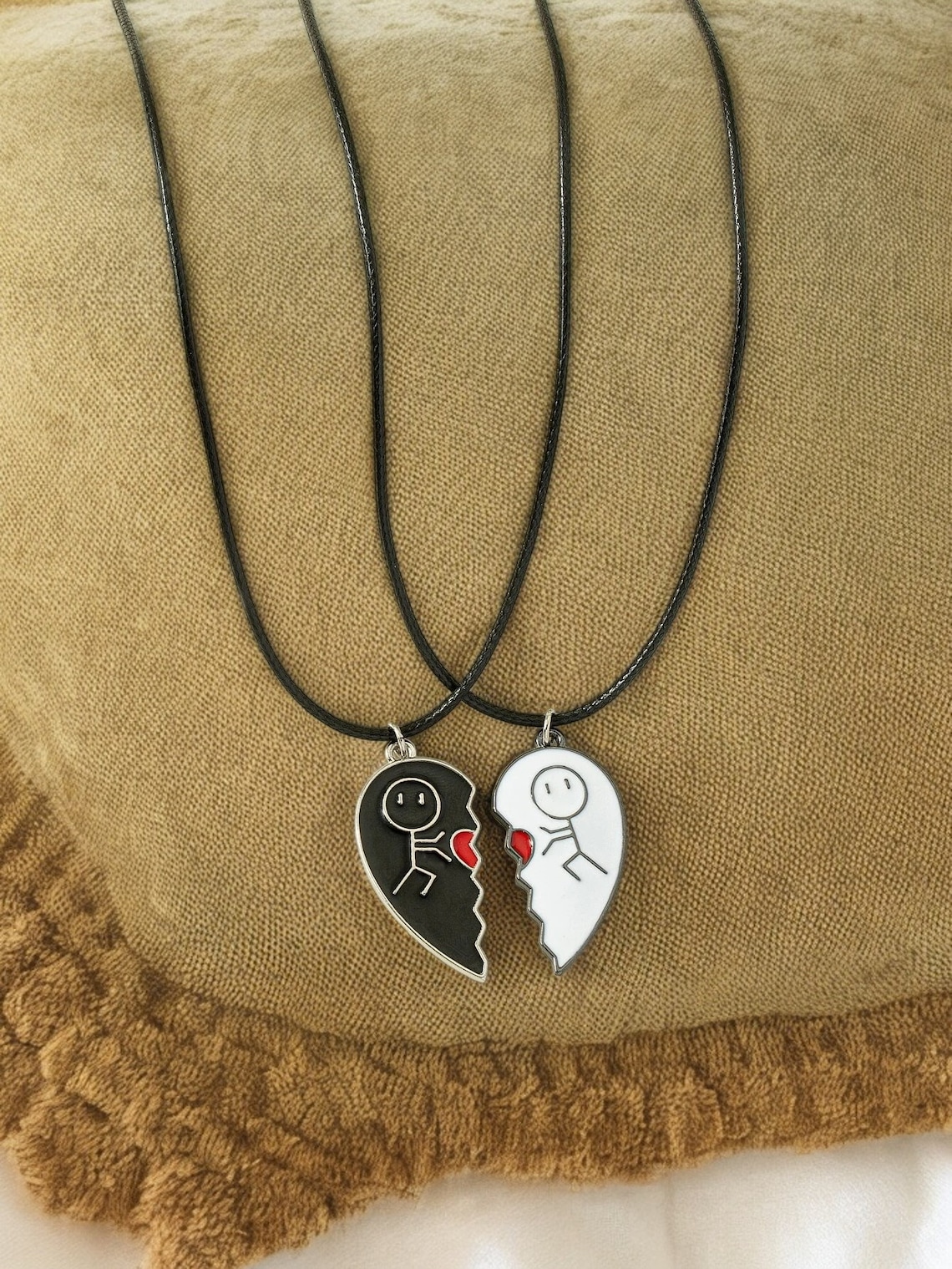 Handmade Cute Funny Couple Matching Necklace Lovers Necklace ...