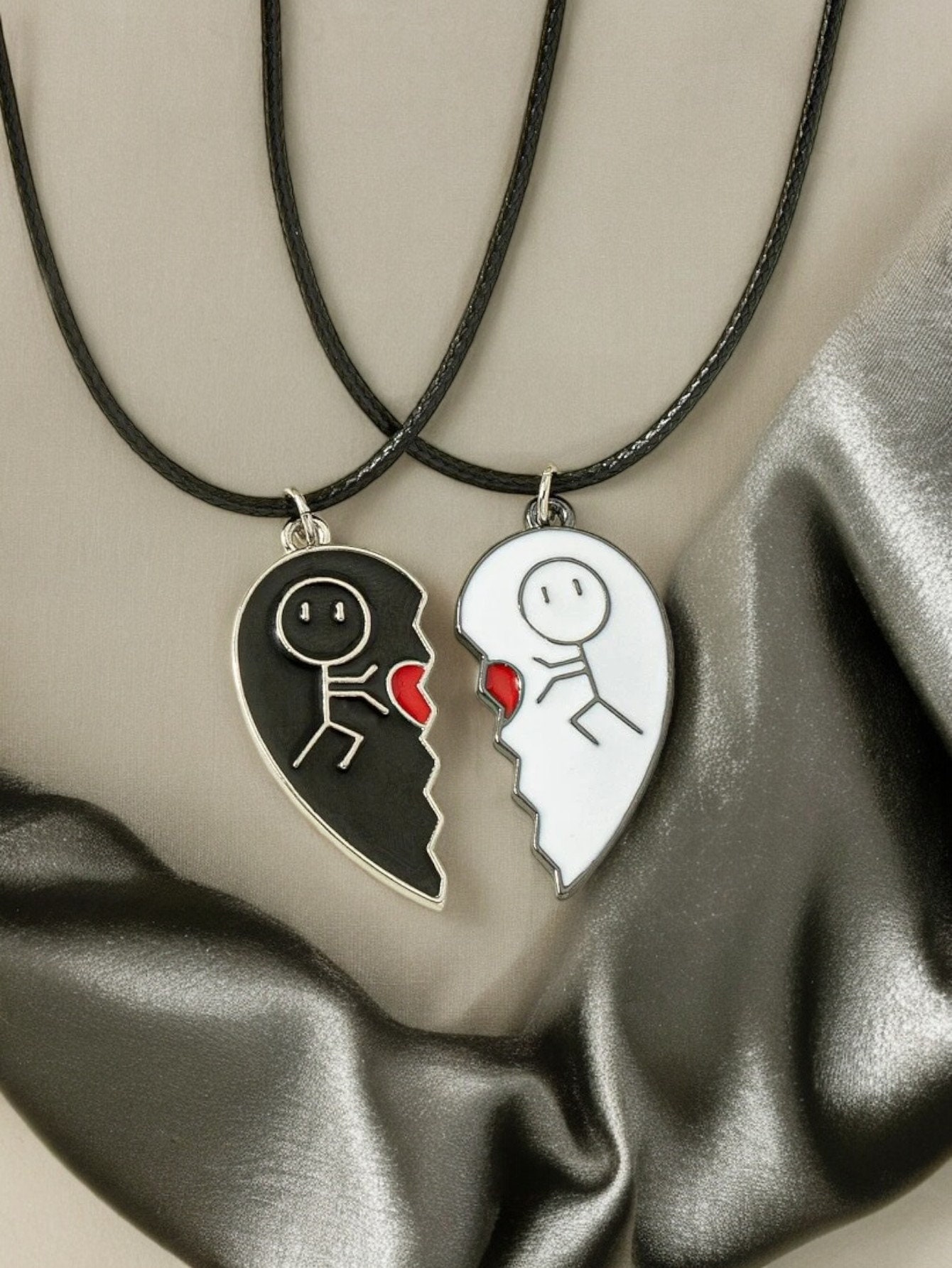 Handmade Cute Funny Couple Matching Necklace Lovers Necklace ...