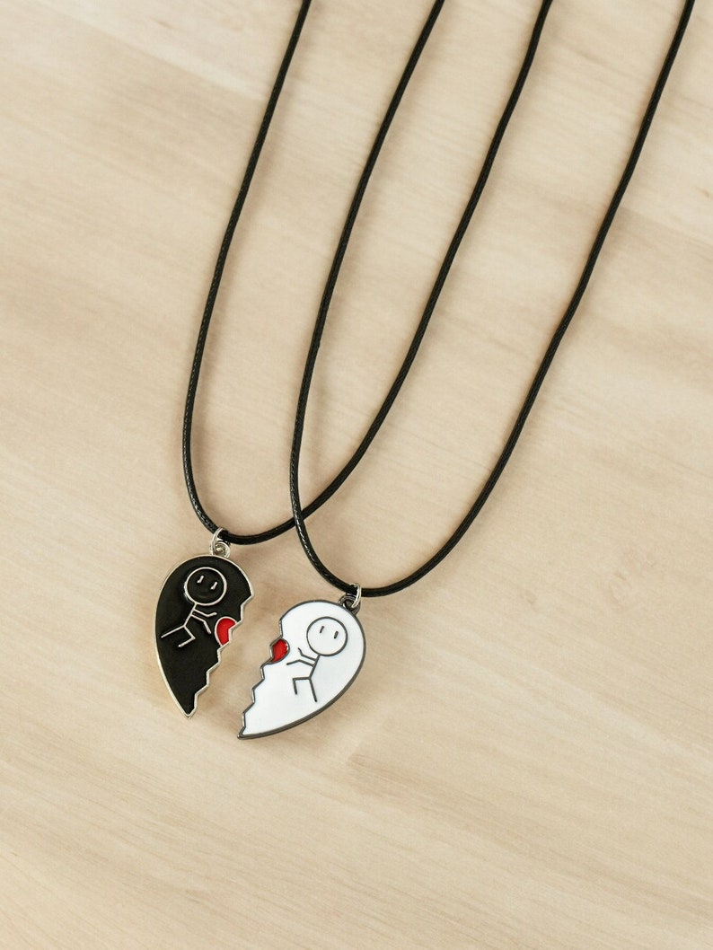 Handmade Cute Funny Couple Matching Necklace Lovers Necklace ...