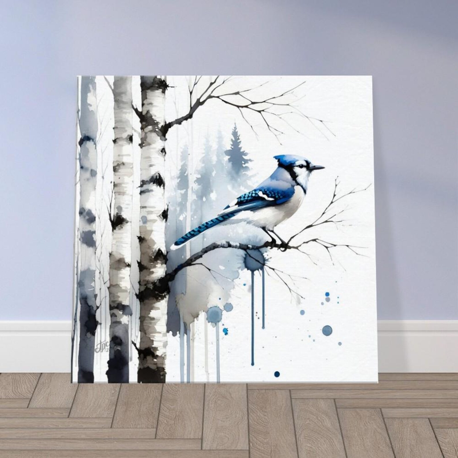Blue Jay Way - Winter Wall Art Canvas Print, Multiple Sizes, Watercolor ...