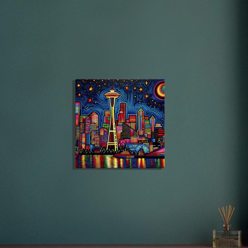 Seattle Needle on Canvas - Keith Haring Style - Etsy