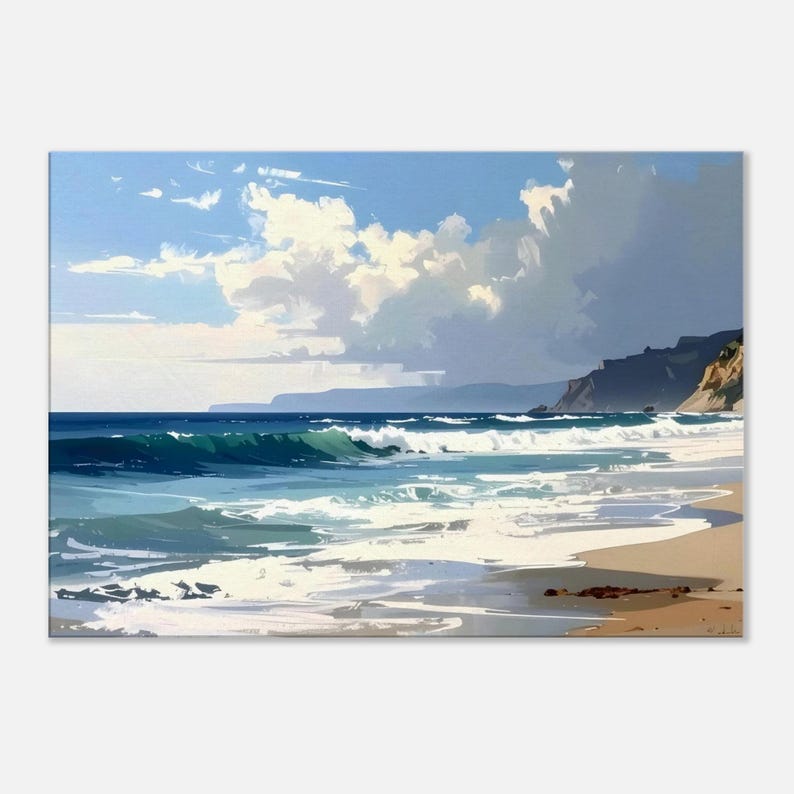 Coastal Ocean Wave Wall Art – Abstract Beach Seascape Print, Tranquil ...
