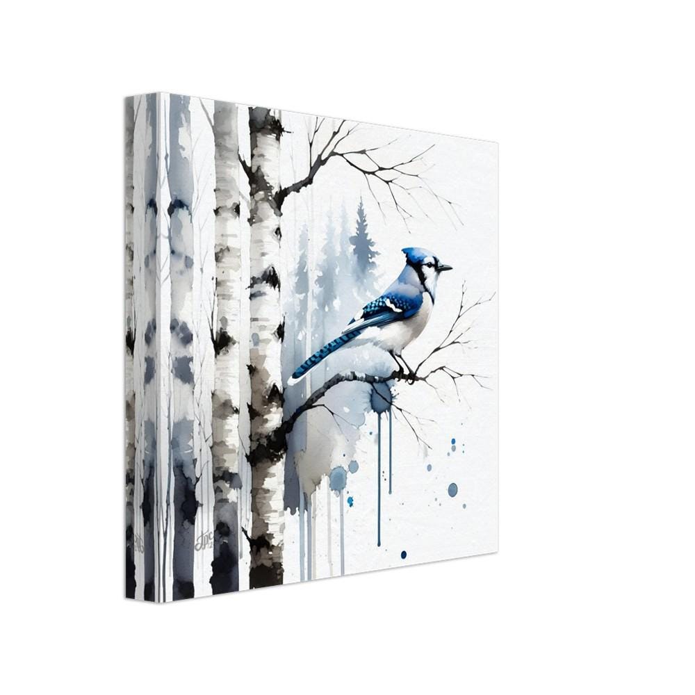 Blue Jay Way - Winter Wall Art Canvas Print, Multiple Sizes, Watercolor ...