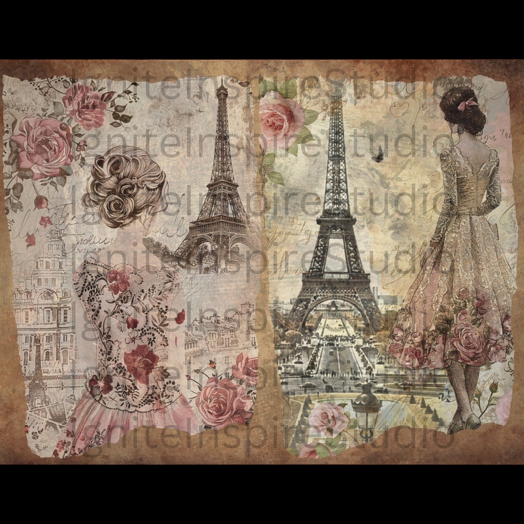 Complete Paris Themed Printable Junk Journal Kit, Pink Paris Theme ...