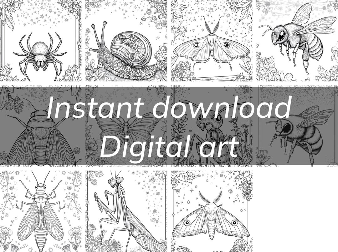 Whimsical Garden Bug Coloring Pages Printable With Floral Patterns Art ...