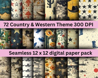 Western Cowboy Vintage Scrapbook Paper Bundle for Rustic DIY Craft ...