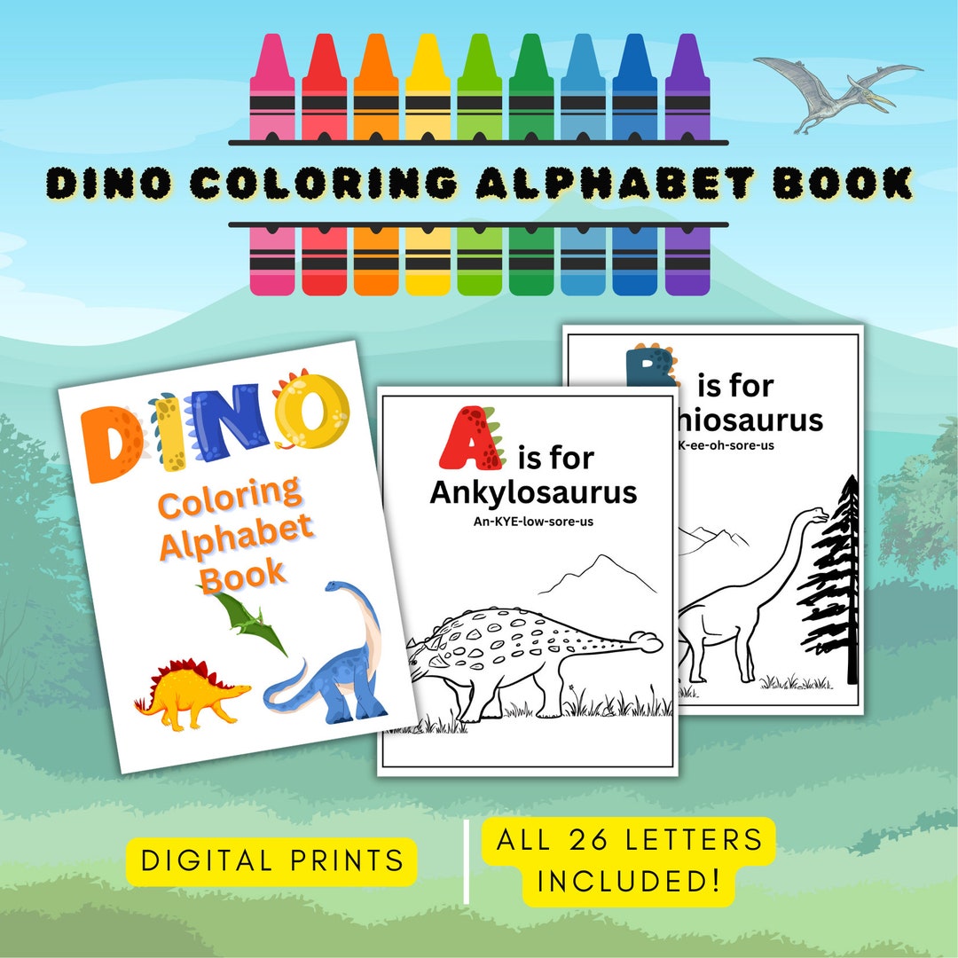 Printable Dino Alphabet Coloring Book Homeschool Resources Preschool ...