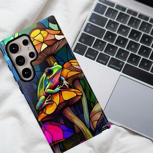 Stained Glass Frog and Mushrooms Phone Case - Etsy