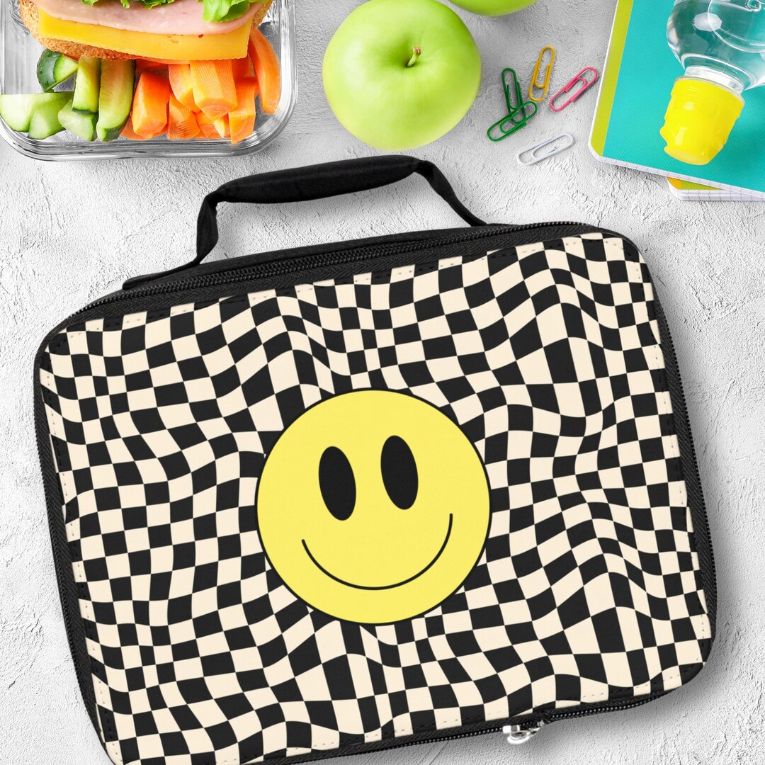 Vintage Checkered Smile Aesthetic Lunch Box Retro Abstract Geometric ...