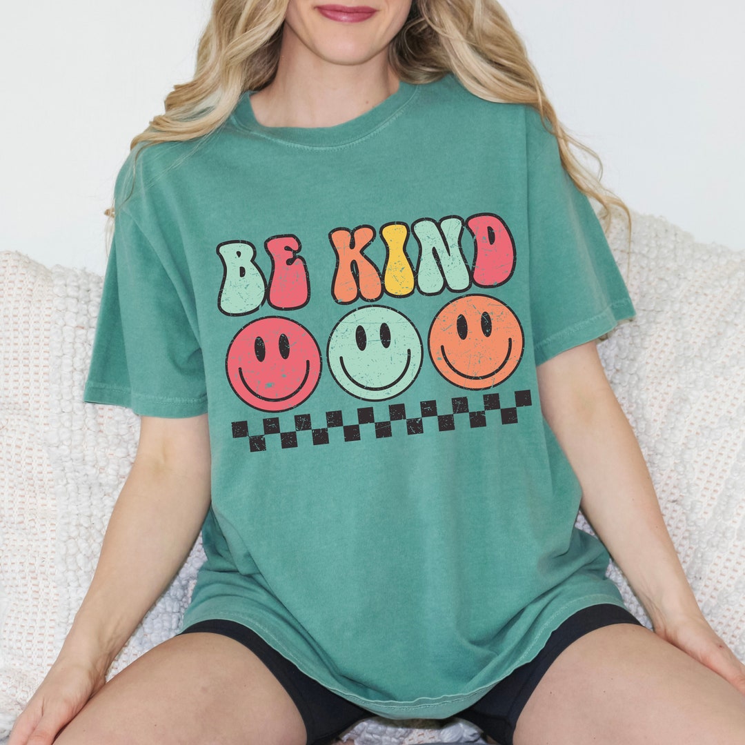 Be Kind Smiley Face Comfort Colors Shirt: Summer Vibe Graphic Tee - Etsy