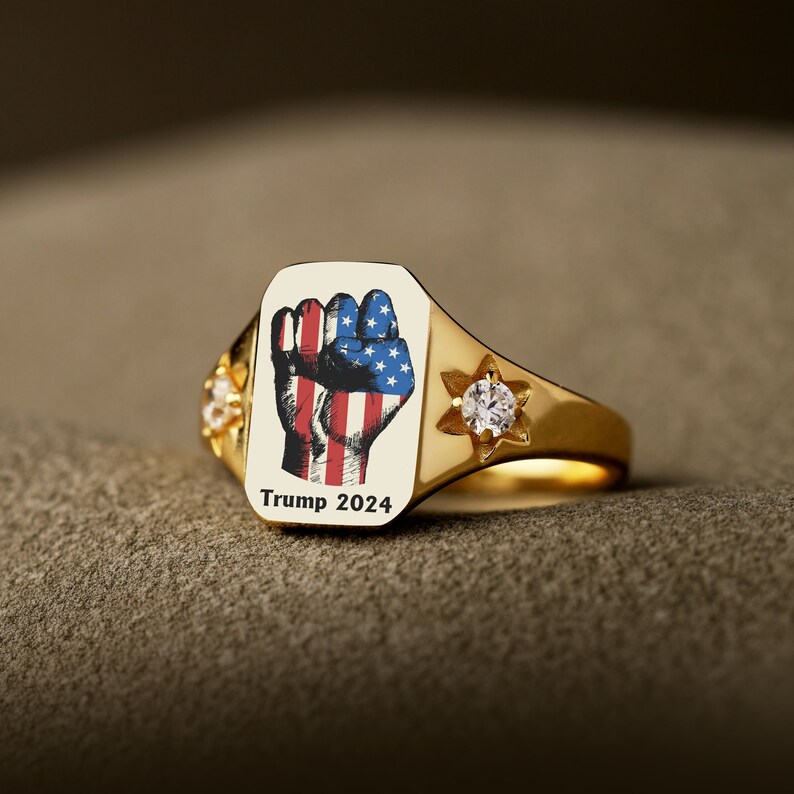 Trump Photo Ring, Custom Trump Shot Ring, Engraved Trump Ring, Fight ...