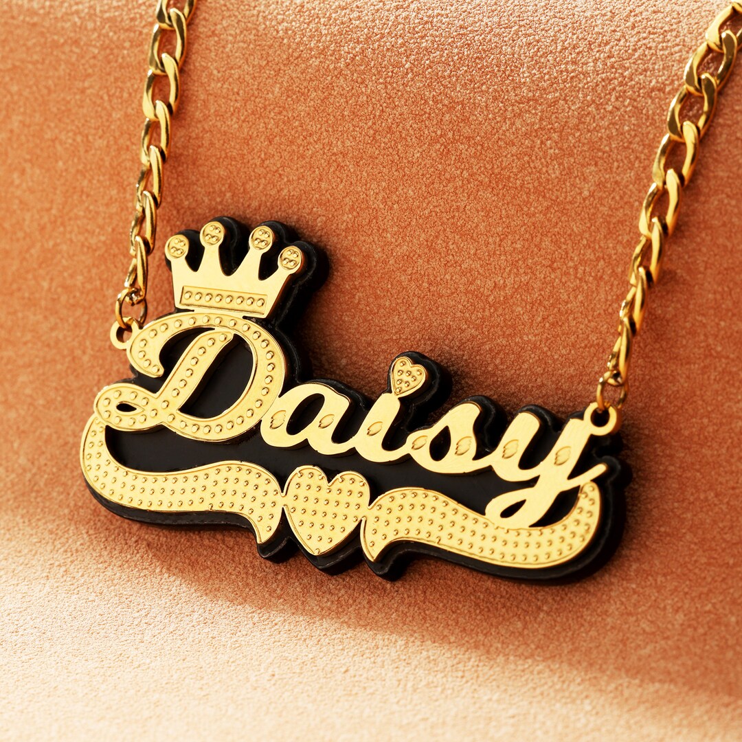 Acrylic Name Plate Necklace Custom Name Necklace Acrylic Nameplate Double Plated Name