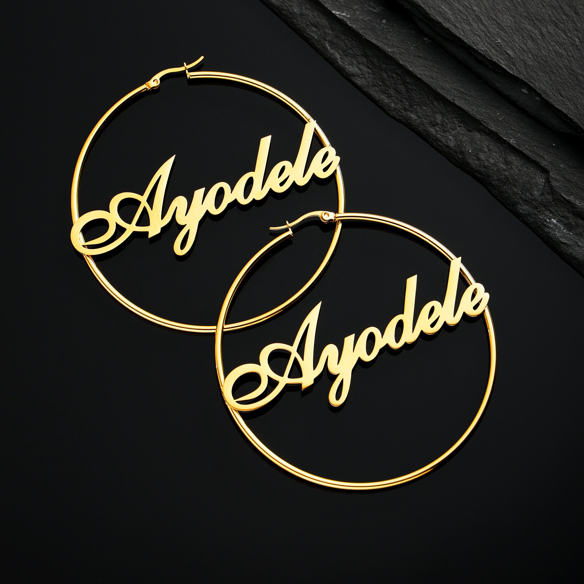 Personalized Name Hoop Earrings, Custom Gold Hoops, Large and Small ...