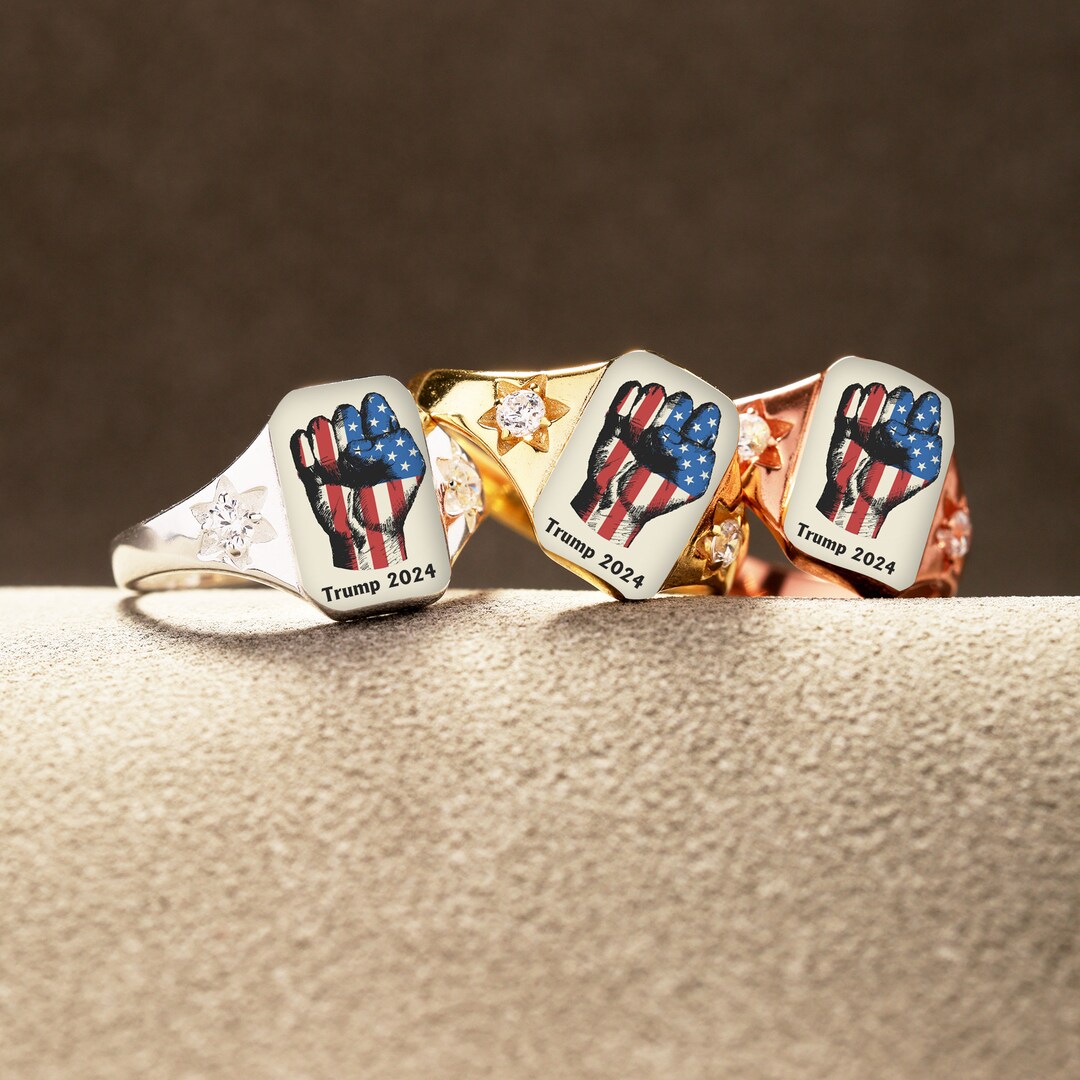 Trump Photo Ring, Custom Trump Shot Ring, Engraved Trump Ring, Fight ...