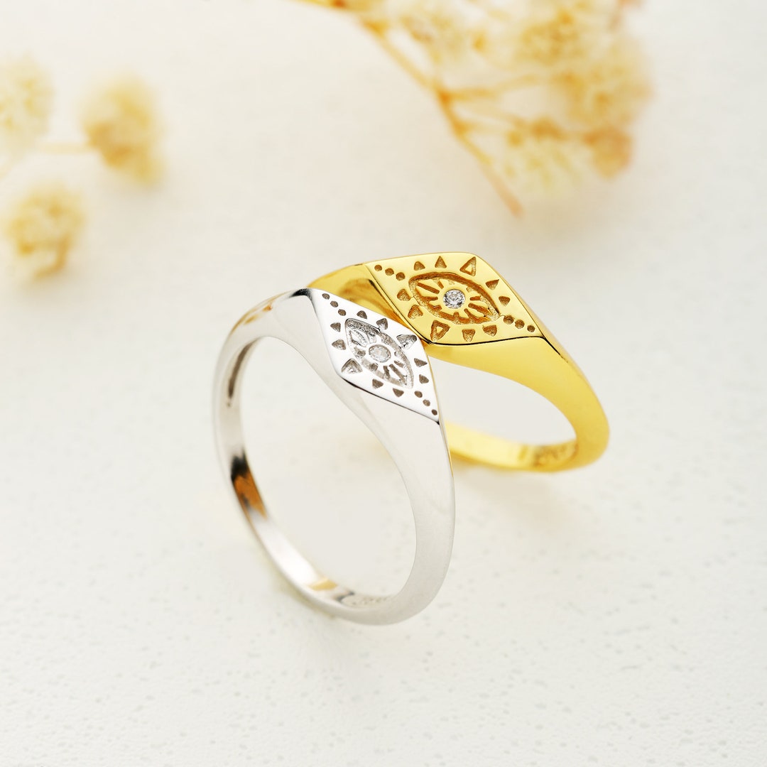 Silver Evil Eye Ring, Handmade Evil Eye Ring, Evil Eye Jewelry for ...