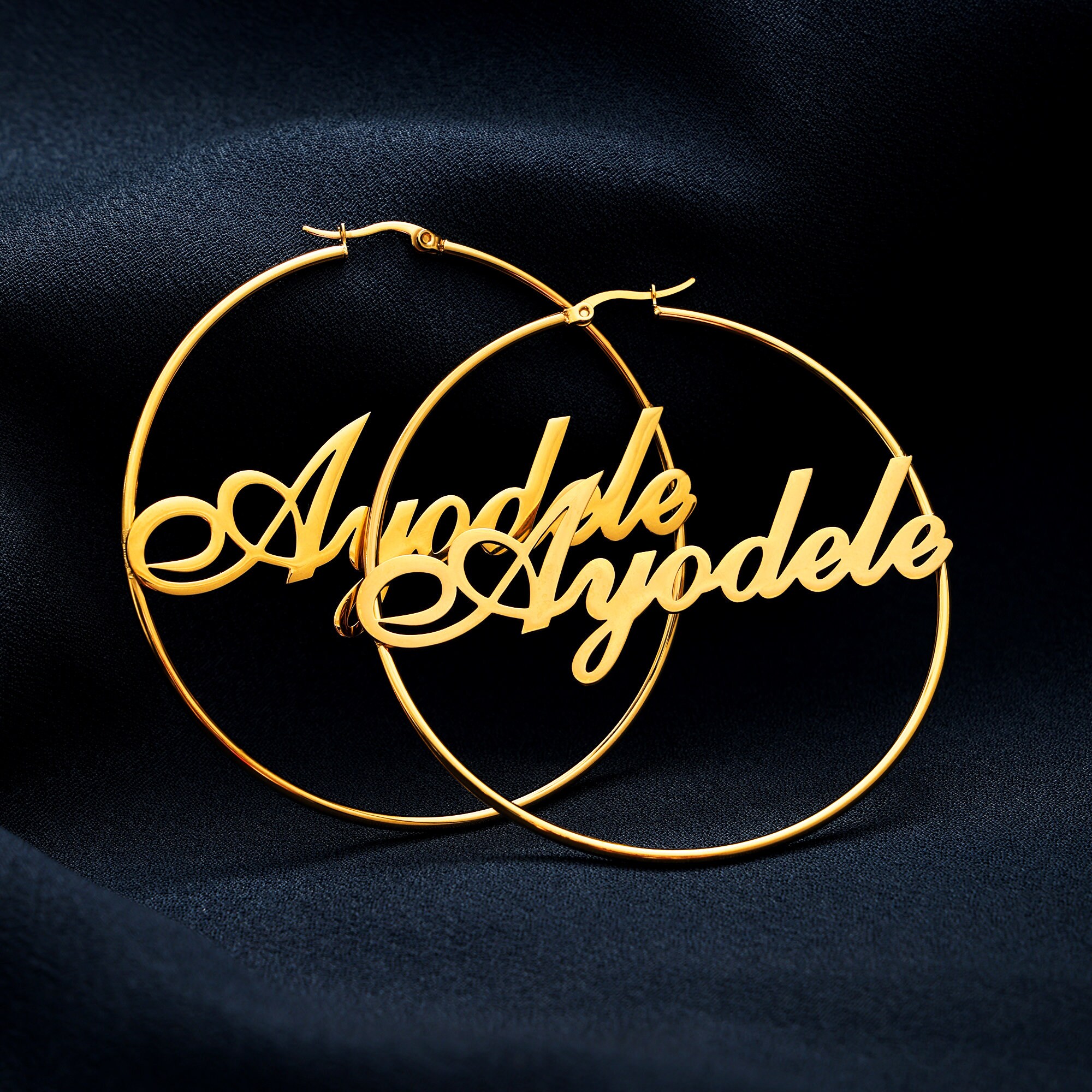 Personalized Name Hoop Earrings, Custom Gold Hoops, Large and Small ...