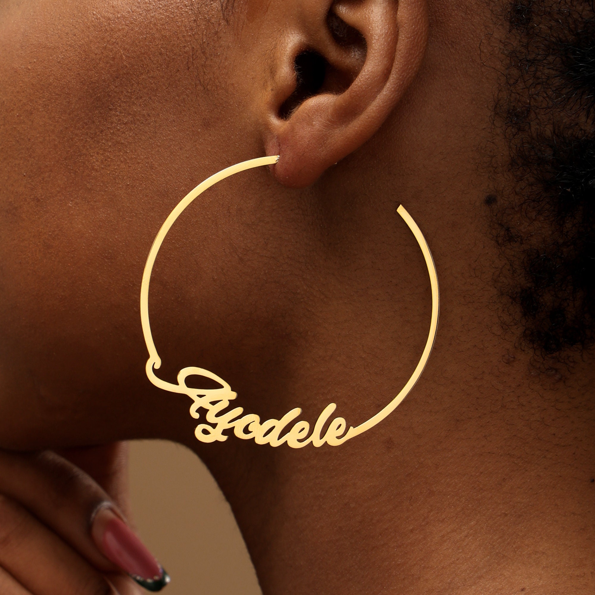 Custom Name Hoop Earrings, Name Plate Earrings, Letter Hoop Earrings ...