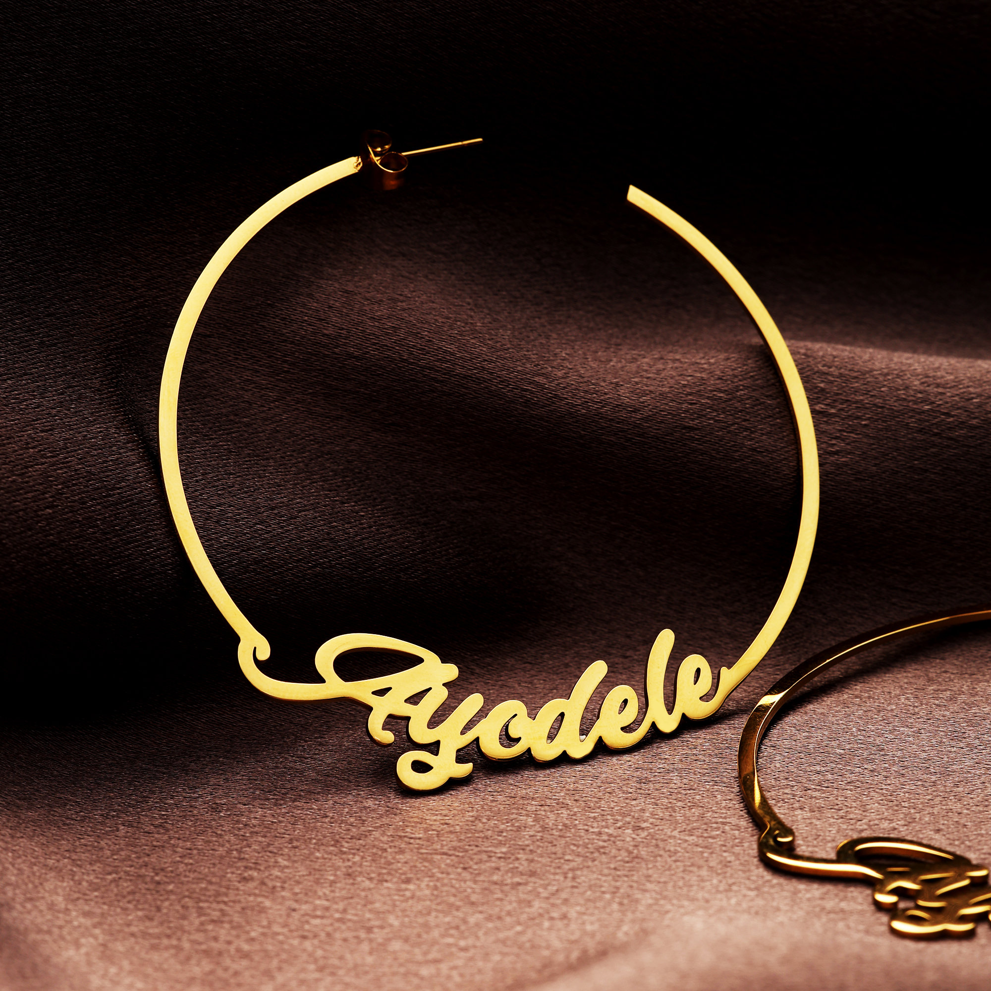 Custom Name Hoop Earrings, Name Plate Earrings, Letter Hoop Earrings ...