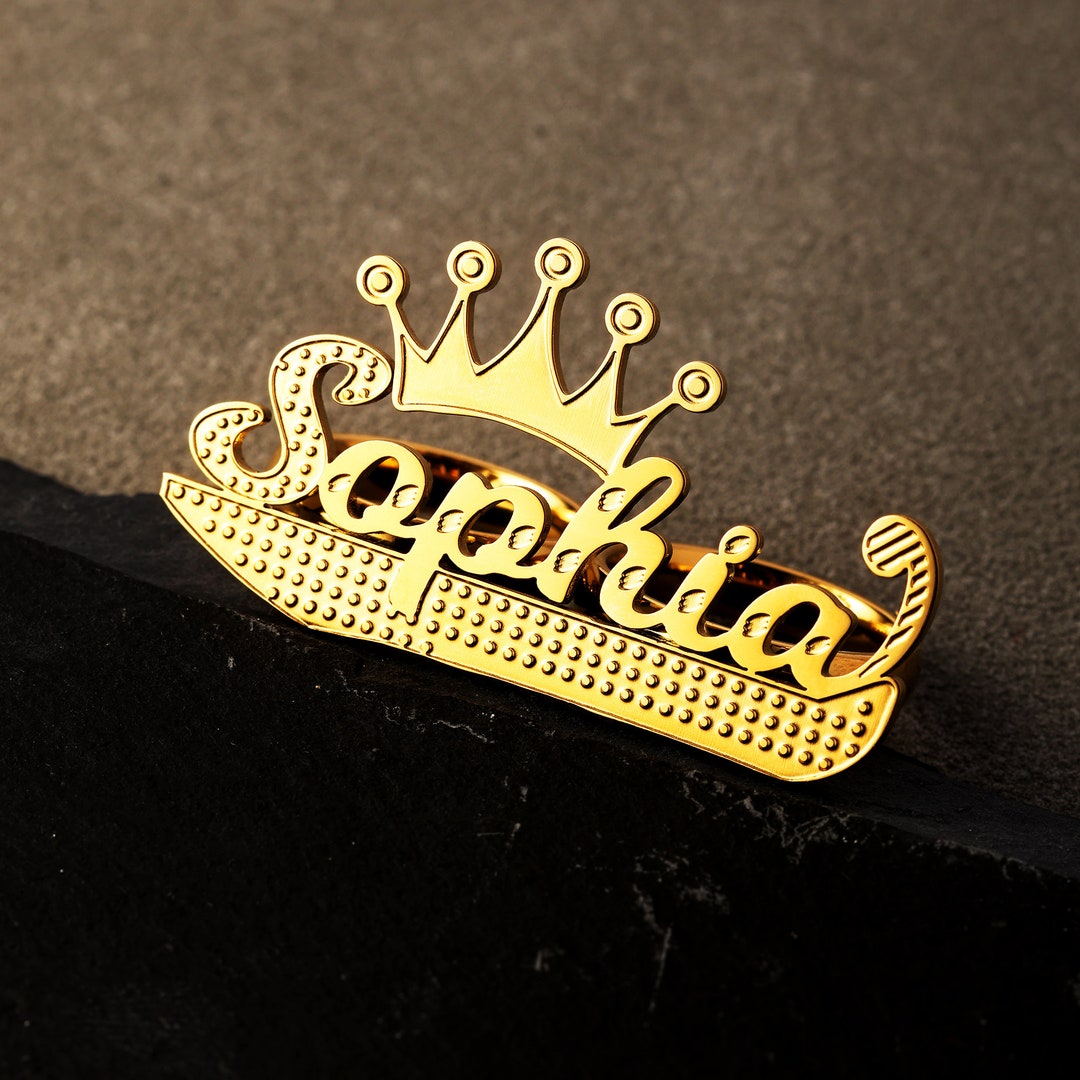 Custom Name Ring, Classic Two Finger Ring, Personalized Nameplate Ring ...