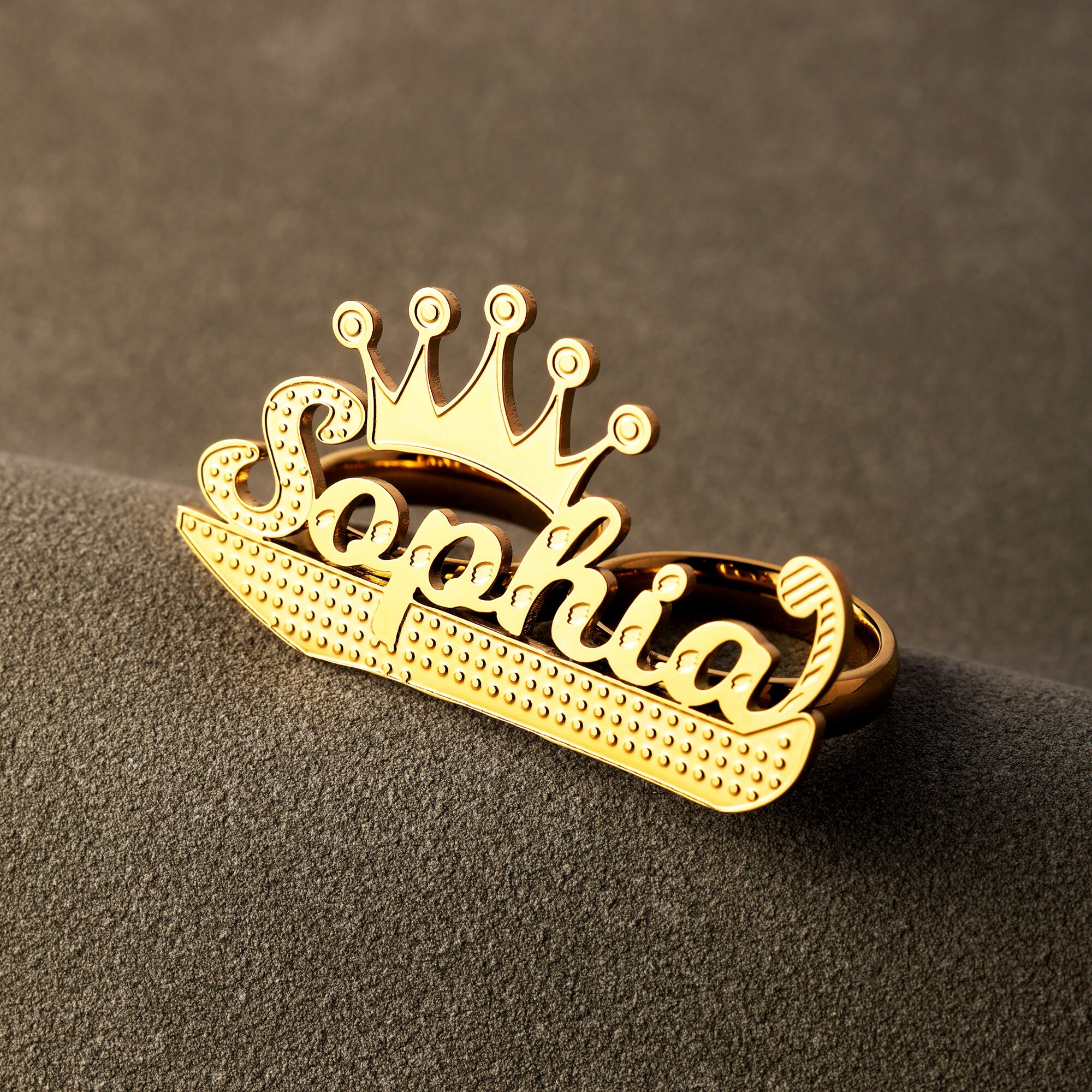 Custom Name Ring, Classic Two Finger Ring, Personalized Nameplate Ring ...