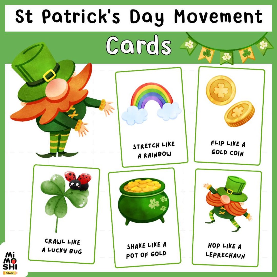 St. Patrick’s Day Movement Cards for Preschool | Brain Break Activity ...