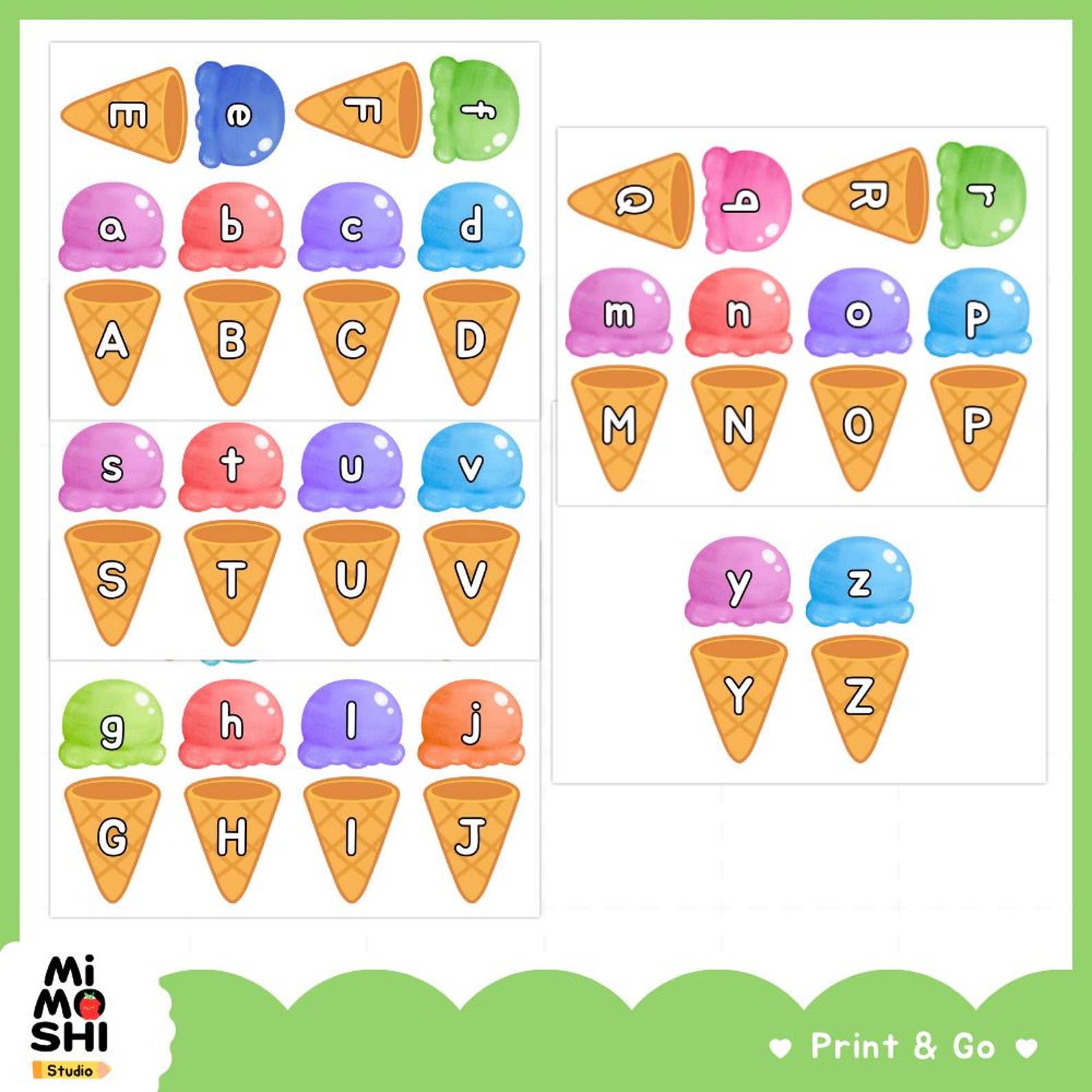 Ice Cream Alphabet Match Printable | Uppercase & Lowercase Letter ...