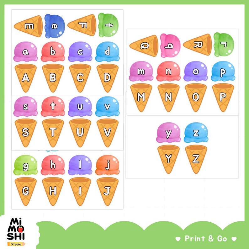Ice Cream Alphabet Match Printable | Uppercase & Lowercase Letter ...