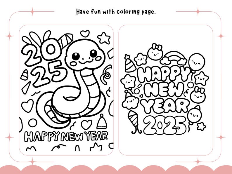 Happy New Year 2025 Coloring Pages | Bold and Easy Coloring Book, Year ...