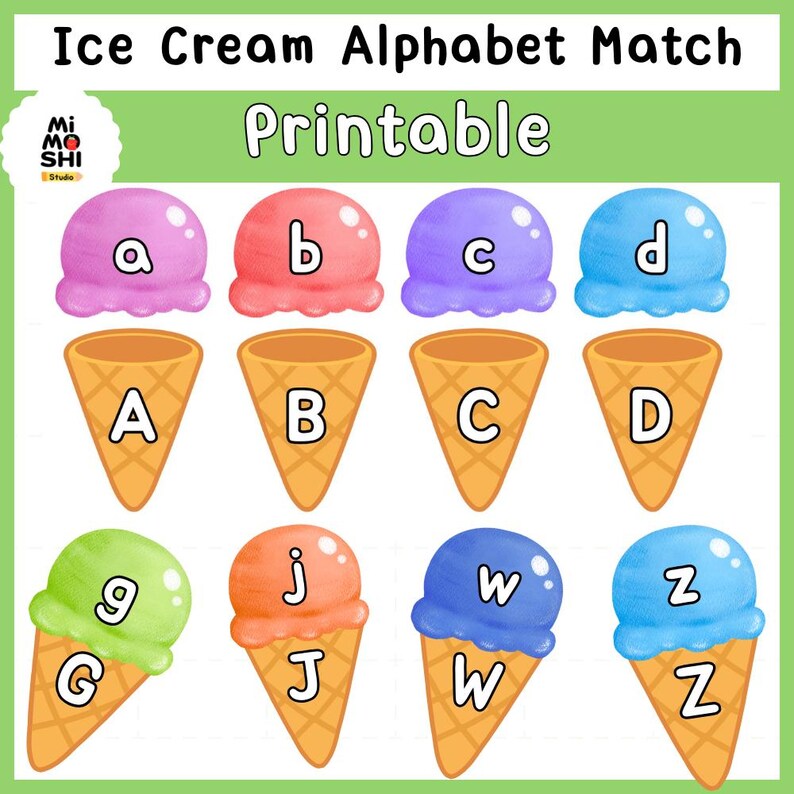 Ice Cream Alphabet Match Printable | Uppercase & Lowercase Letter ...