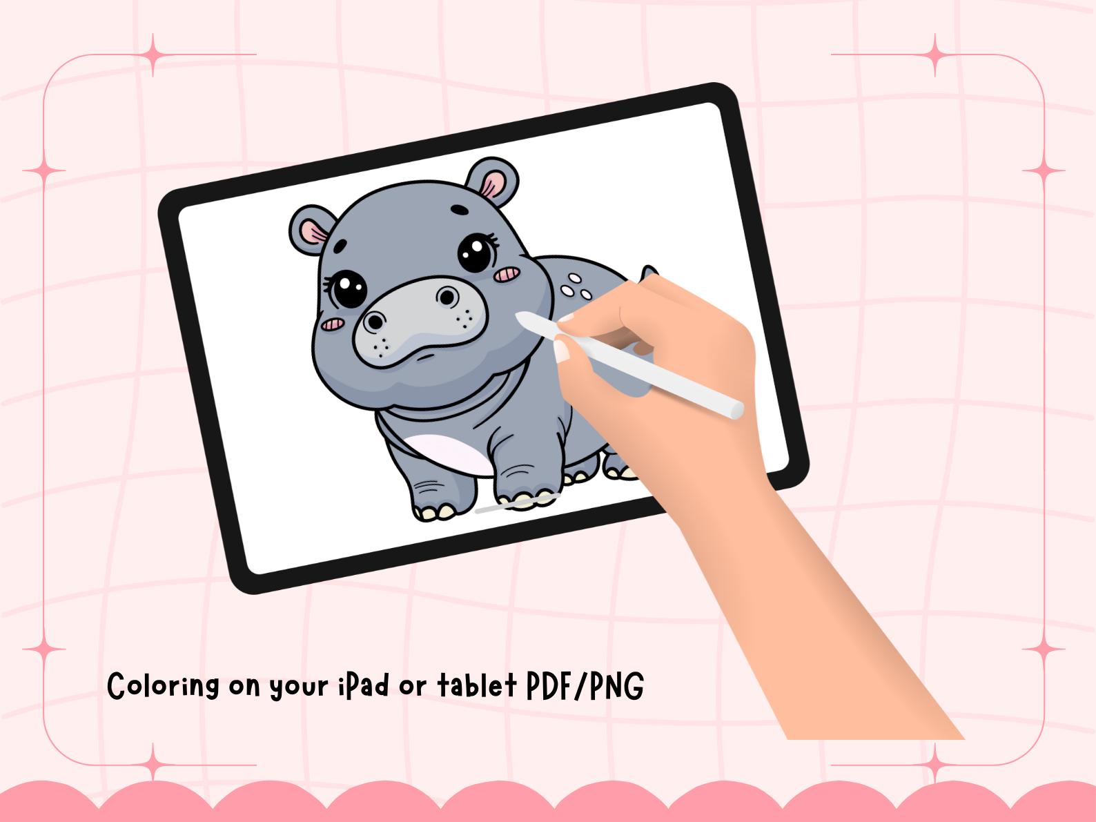 Moo Deng Coloring Pages | Bold and Easy Coloring Book ,hippo | Png ...
