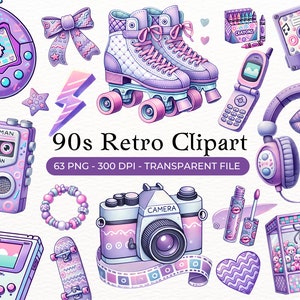 90s Retro Clipart Bundle Png, Vintage Phone Gameboy 80s Clipart Bundle ...