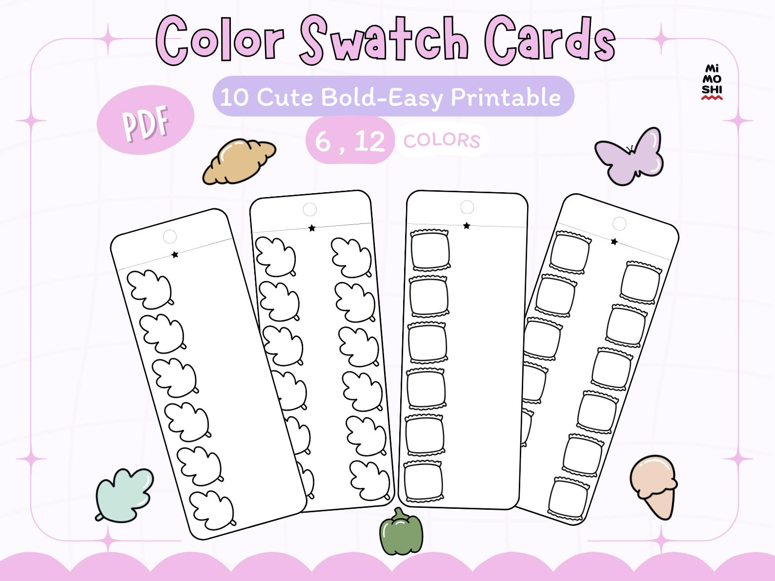 Color Swatch Cards Color Swatch Chart Printable ,swatch Chart Sheets ...