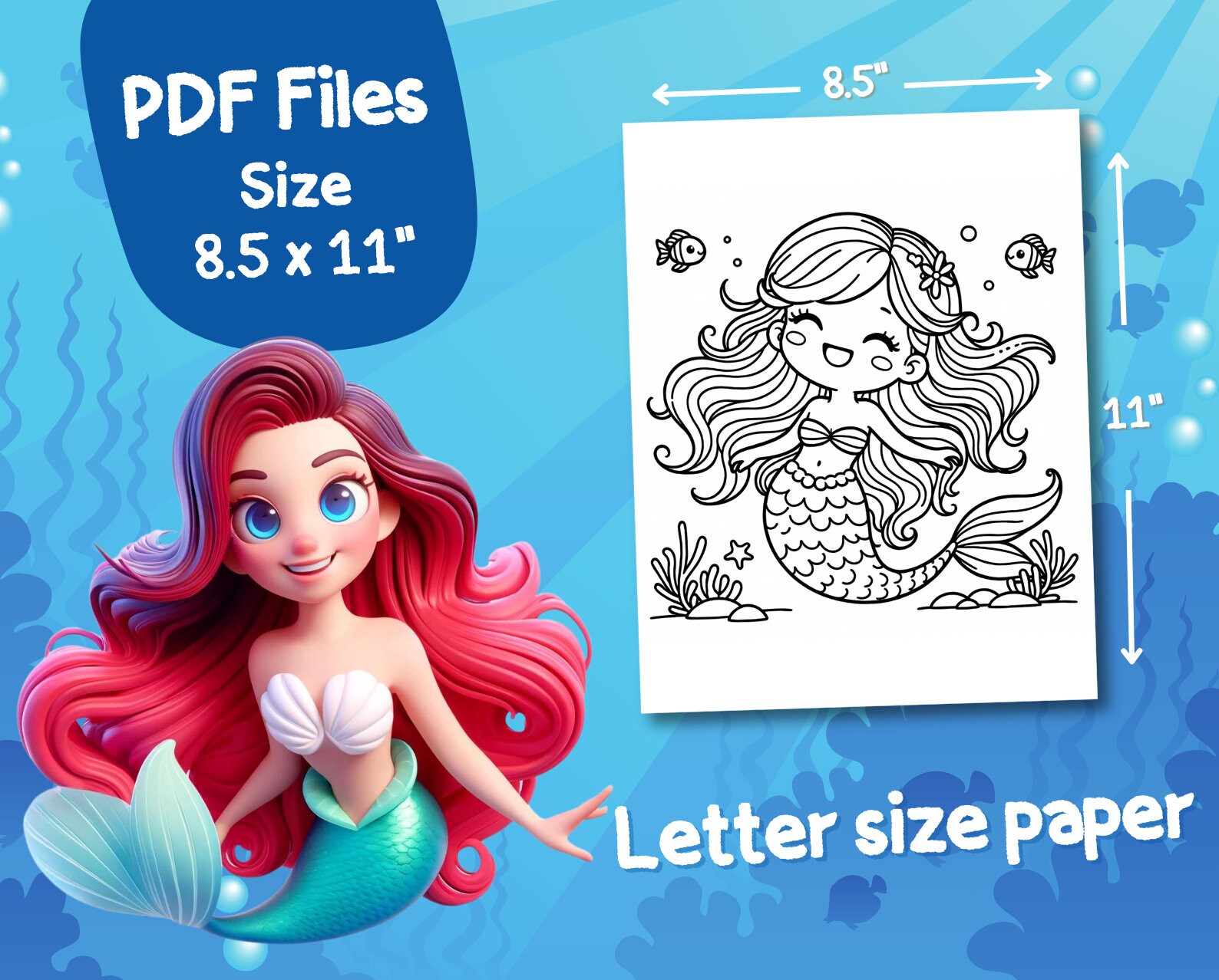 Cute Mermaid Coloring Pagesmermaid Wonders: Coloring Bliss in the ...