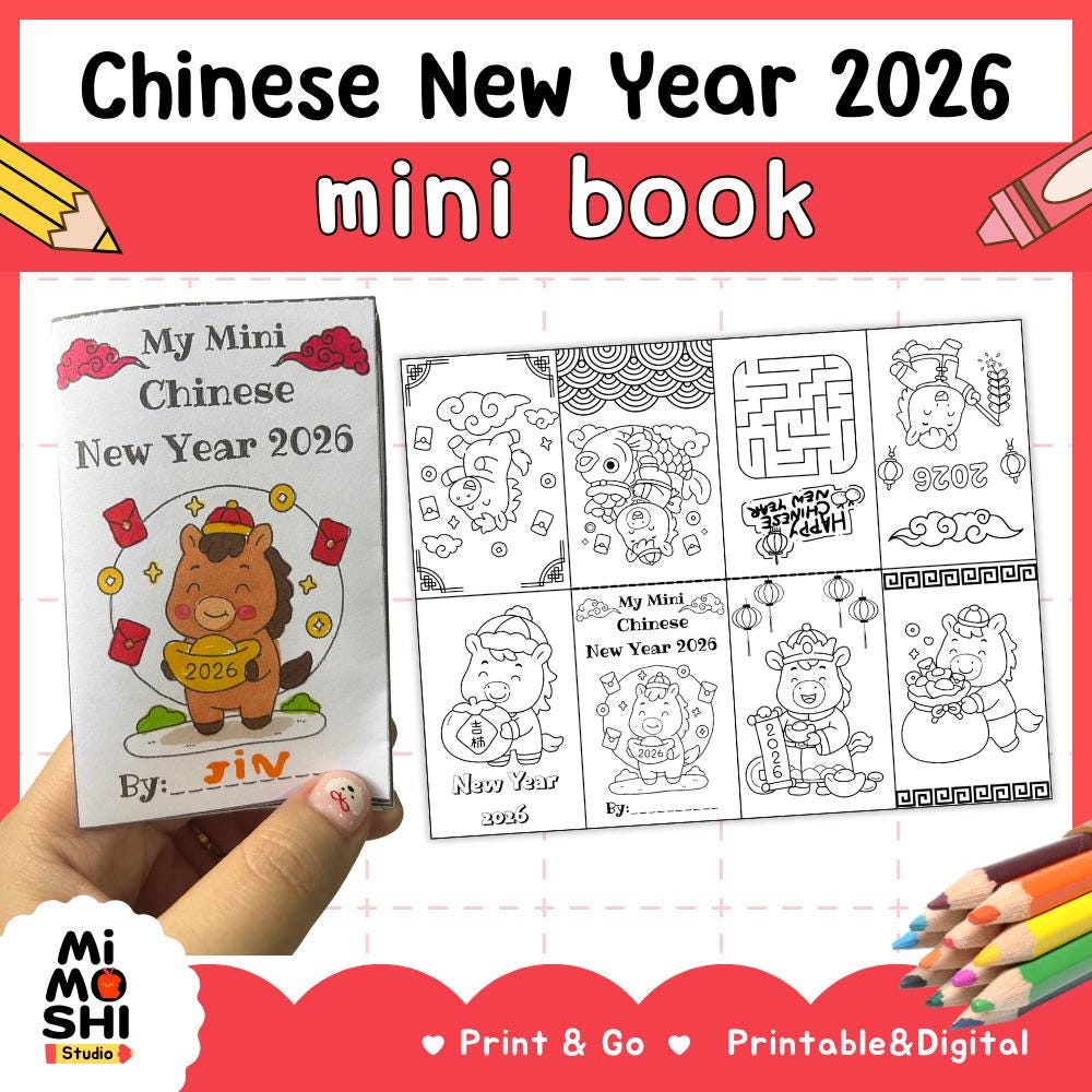 Chinese New Year 2026 Mini Book for Kids | Year of the Horse Printable ...