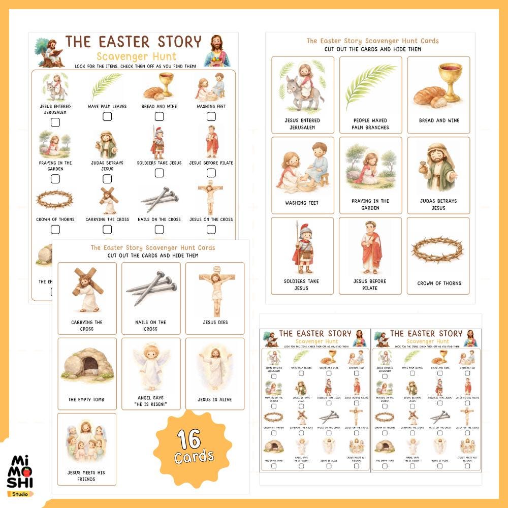 The Easter Story Scavenger Hunt Printable, Christian Easter Activity ...