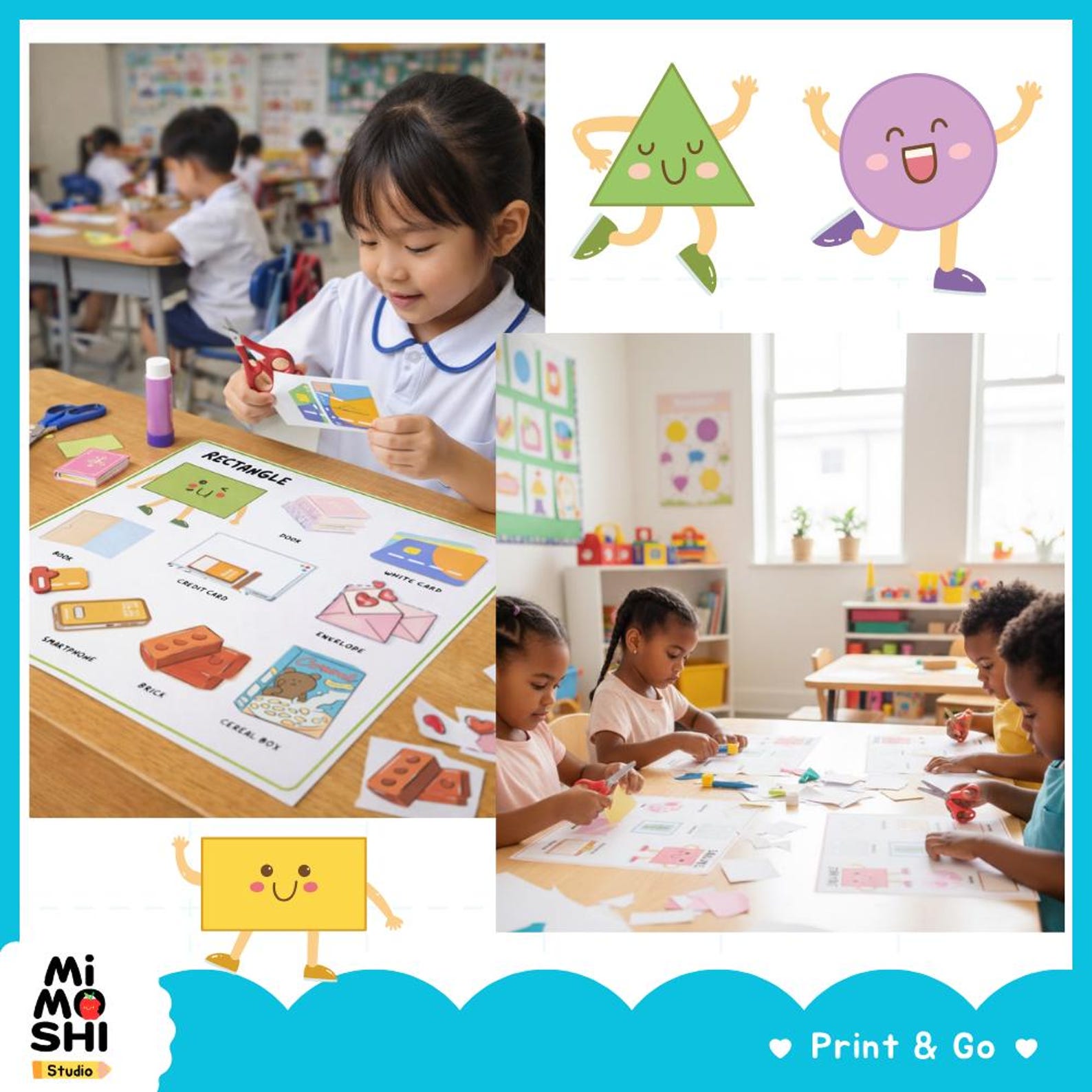 Real-life 2D Shape Sorting Worksheets | Cut and Paste Activities ...