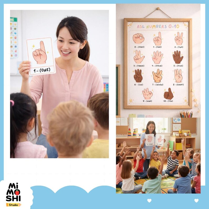 ASL Numbers 0-10 Flashcards & Posters | American Sign Language Hand ...