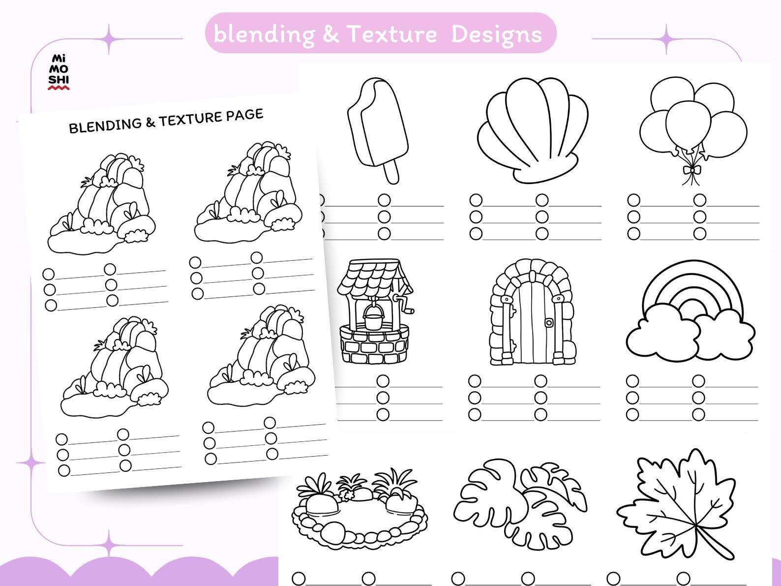 Coloring Practice Pages, Cute Blending & Texture Charts (PDF Download ...