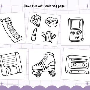 Groovy 90s Coloring Pages, Cute Digital Coloring Book, Printable ...