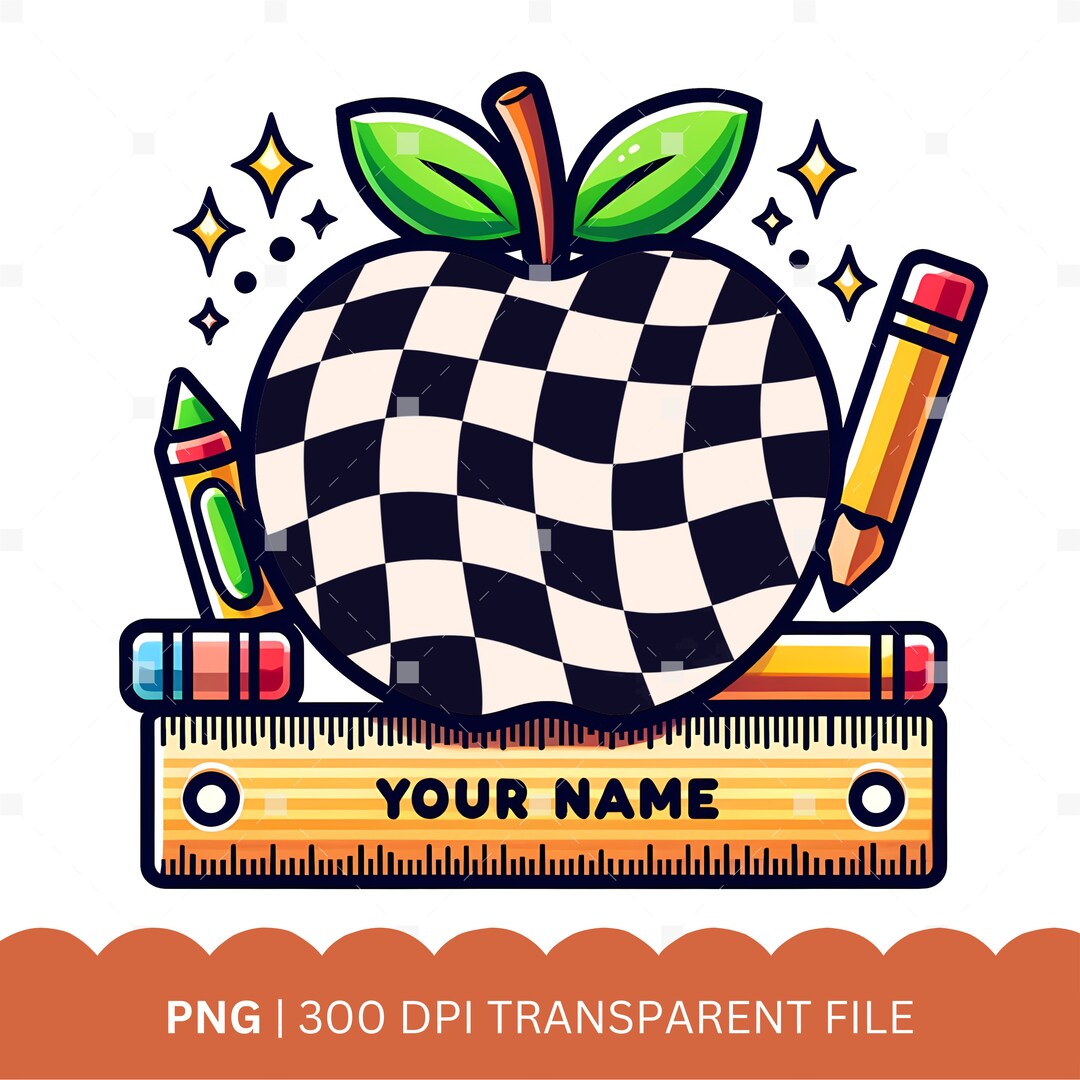 Retro Distorted Checkered Png,retro Apple Name Frame PNG ,back to ...