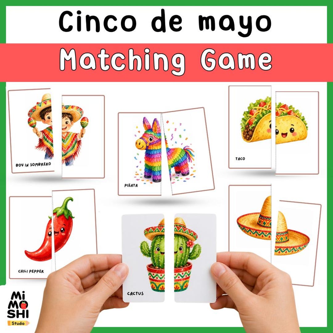 Cinco De Mayo Matching Game Printable | Fiesta Memory Cards for Kids ...