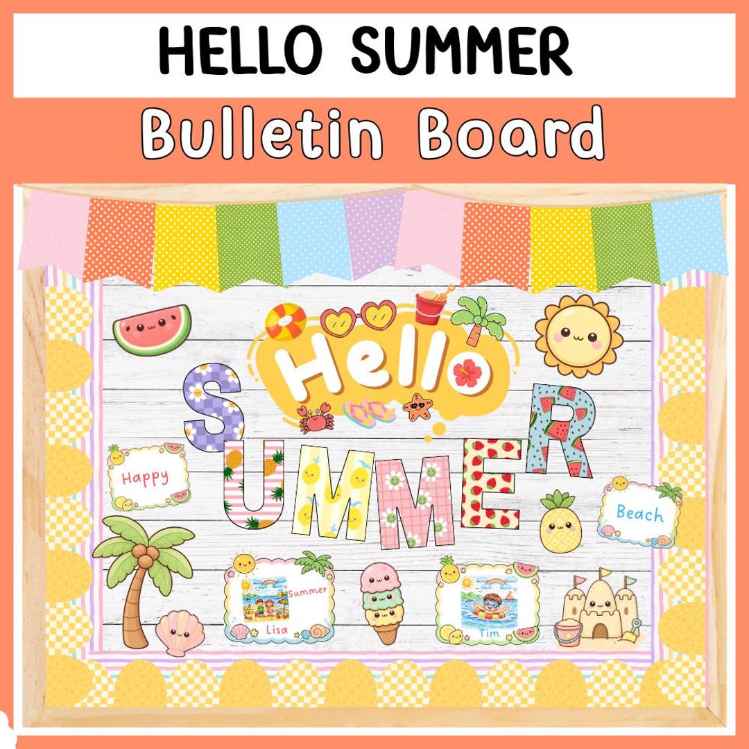Hello Summer Bulletin Board Kit, Summer Classroom Decor, Printable ...