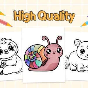 Cute Animals Coloring Book Pages for Kids Coloring Pages, Easy to Color ...