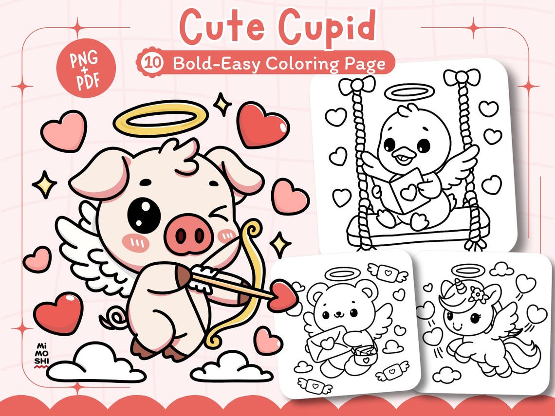 Cute Cupid Coloring Pages | Bold and Easy Coloring Book ,animal ...