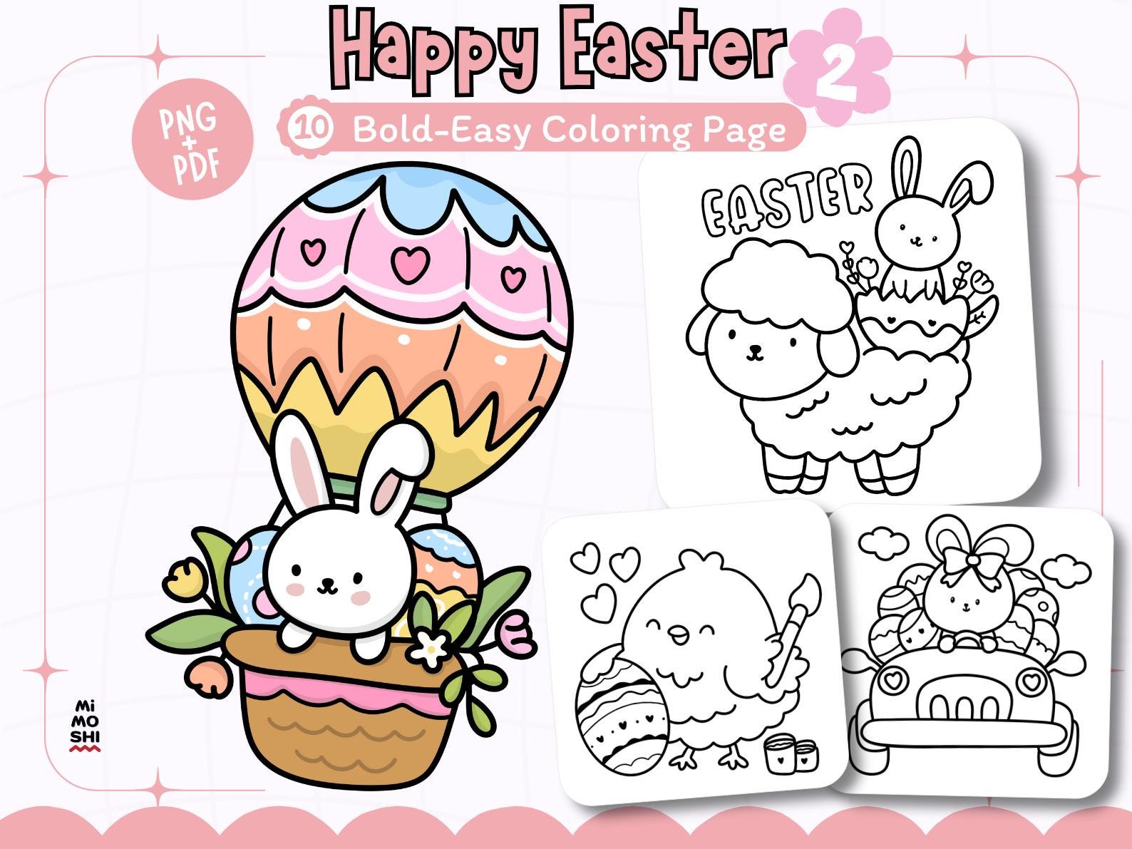Happy Easter [2] Coloring Pages | Bold and Easy ,cute Cozy, Comfy and ...