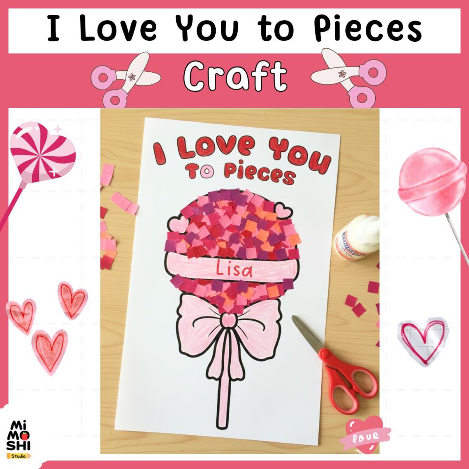 I Love You to Pieces Lollipop Craft | Valentine’s Day Cut and Paste ...
