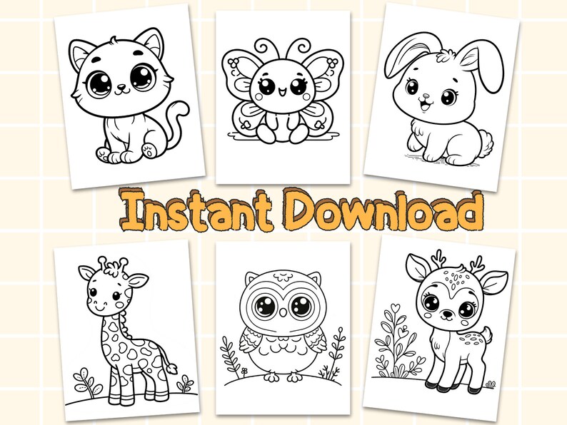 Cute Animals Coloring Book Pages for Kids Coloring Pages, Easy to Color ...